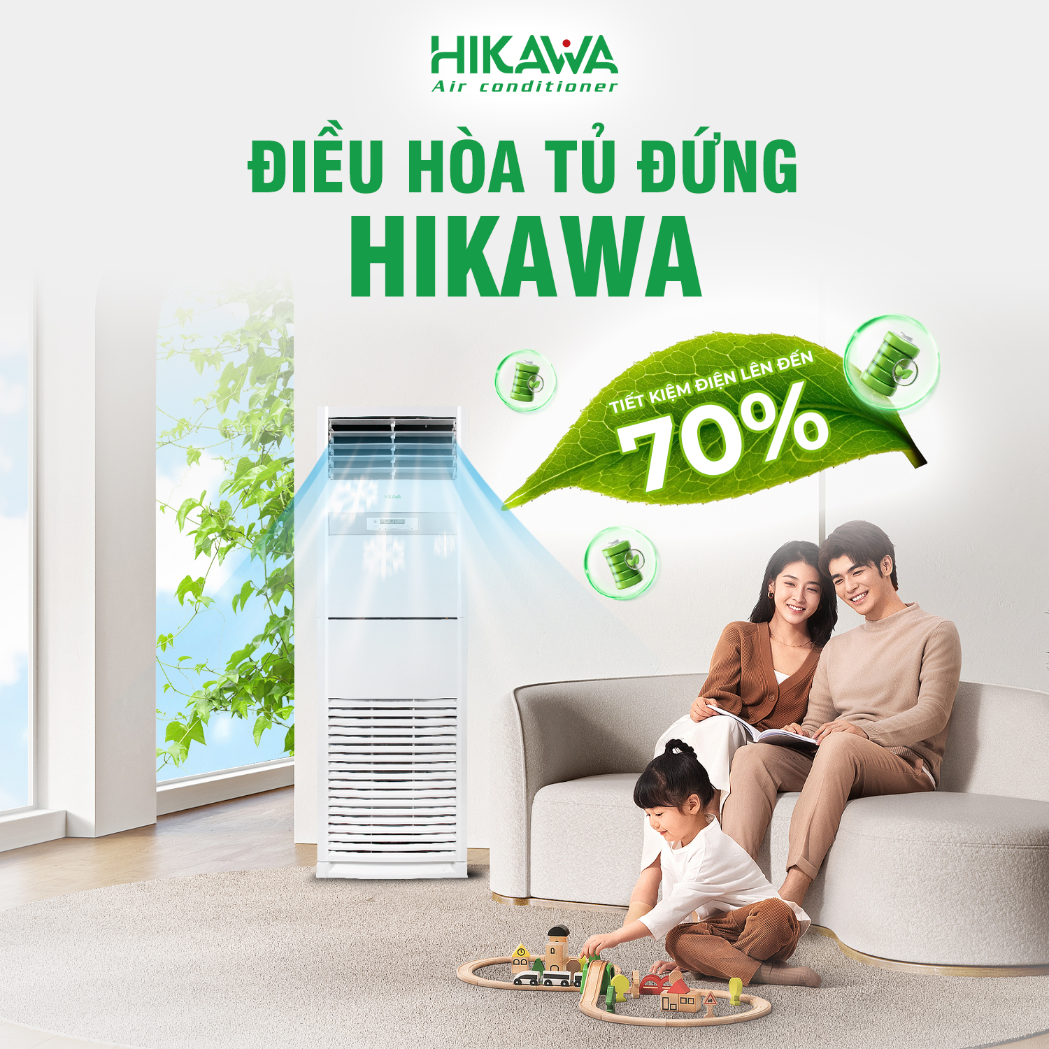 Điều hòa tủ đứng HIKAWA 1 chiều 2 quạt 50000 BTU HI-FC50M2F/HO-FC50M2F